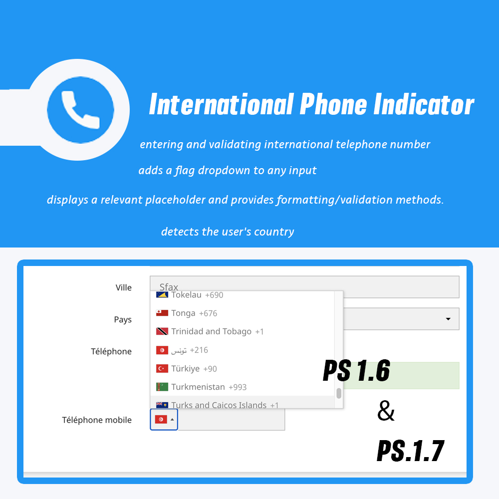 International Phone Indicator Prestashop - My presta Store