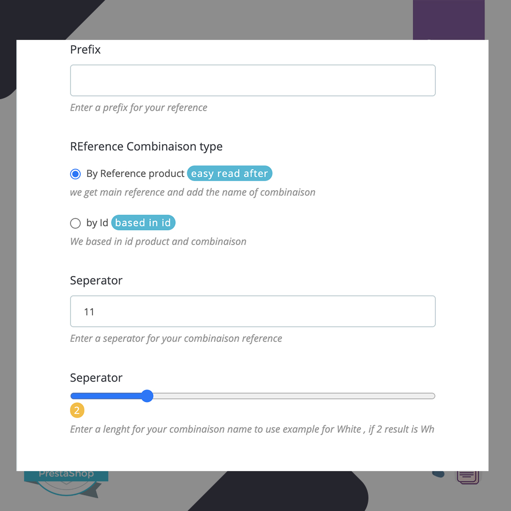 Auto Generate reference product and combinaison Prestashop - My presta ...